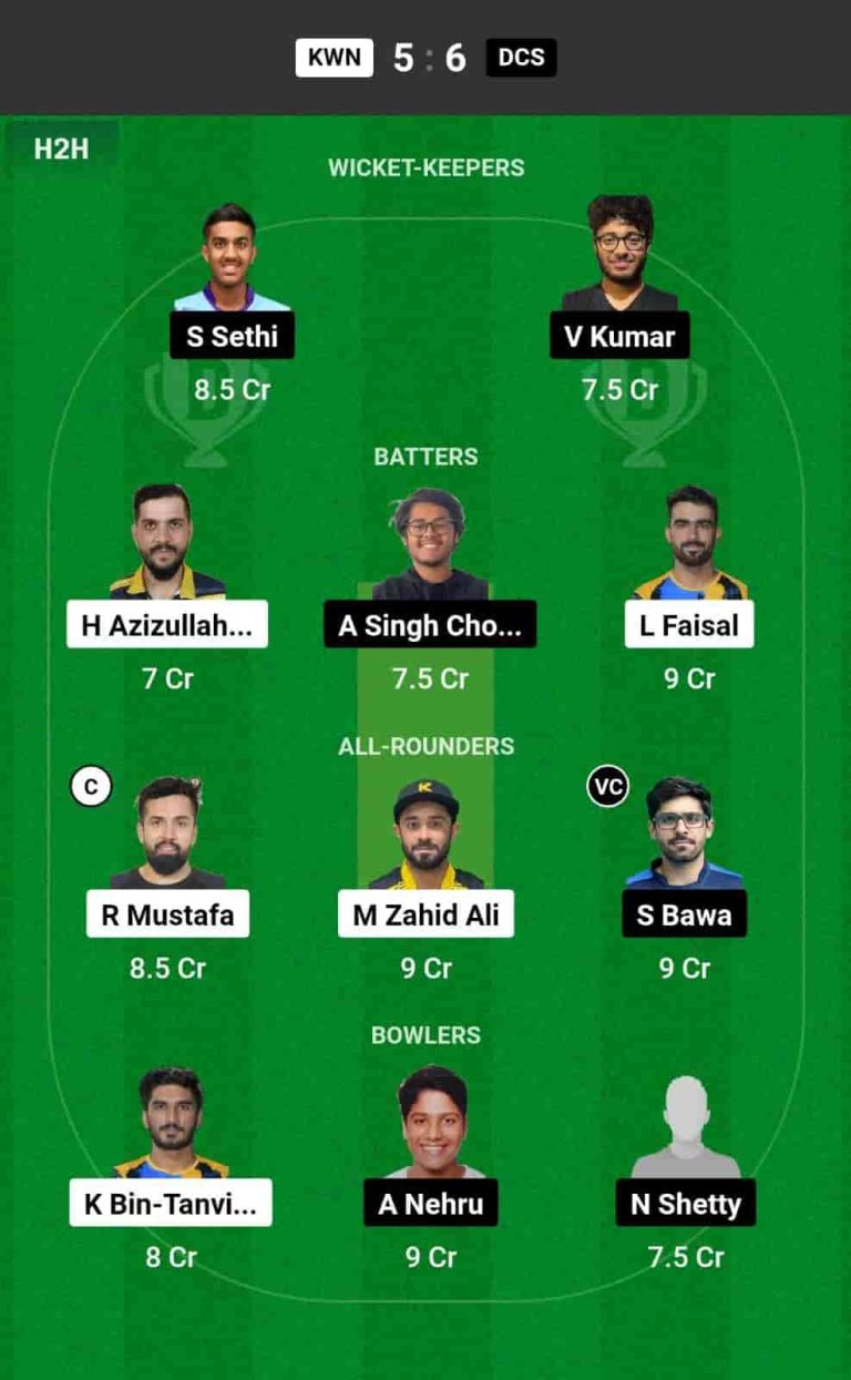KWN vs DCS Dream11 Prediction, Karwan CC vs DCC Starlets Dream11 Team Prediction, 37th Match ...
