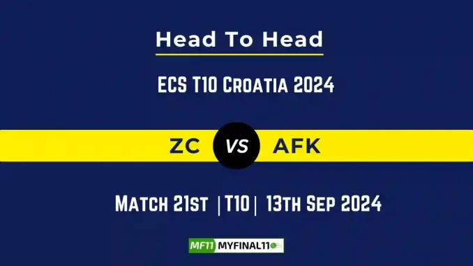 ZC vs AFK Player Battle, Head to Head Team Stats, Team Record – ECS T10 Croatia 2024 – MyFinal11