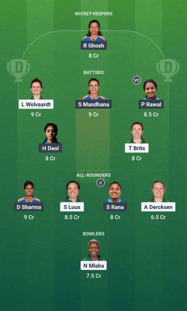 SA-W vs IN-W Dream11 Prediction, Pitch Report & Player Stats 2025
